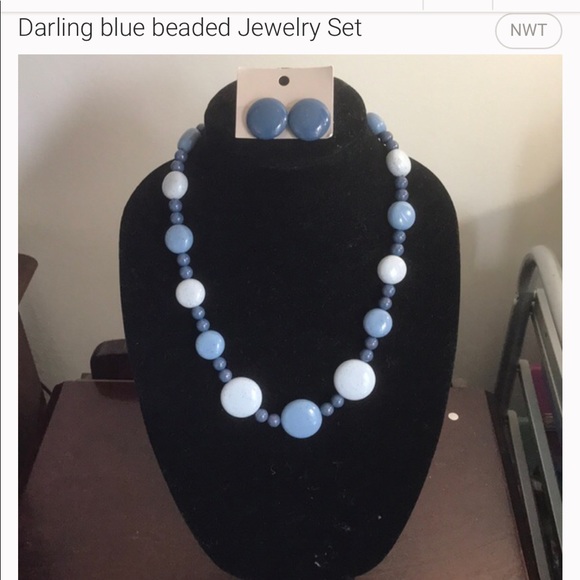 Jewelry | Vintage Blue Beaded Matching Jewelry Set | Poshmark